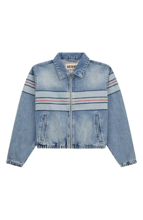 GUESS ORIGINALS Stripe Denim Jacket - Go Leo Light Wash | Editorialist